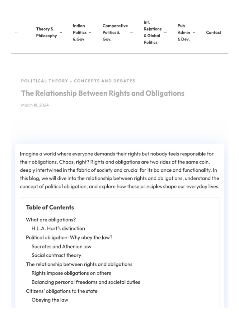 The Relationship Between Rights and Obligations | PDF