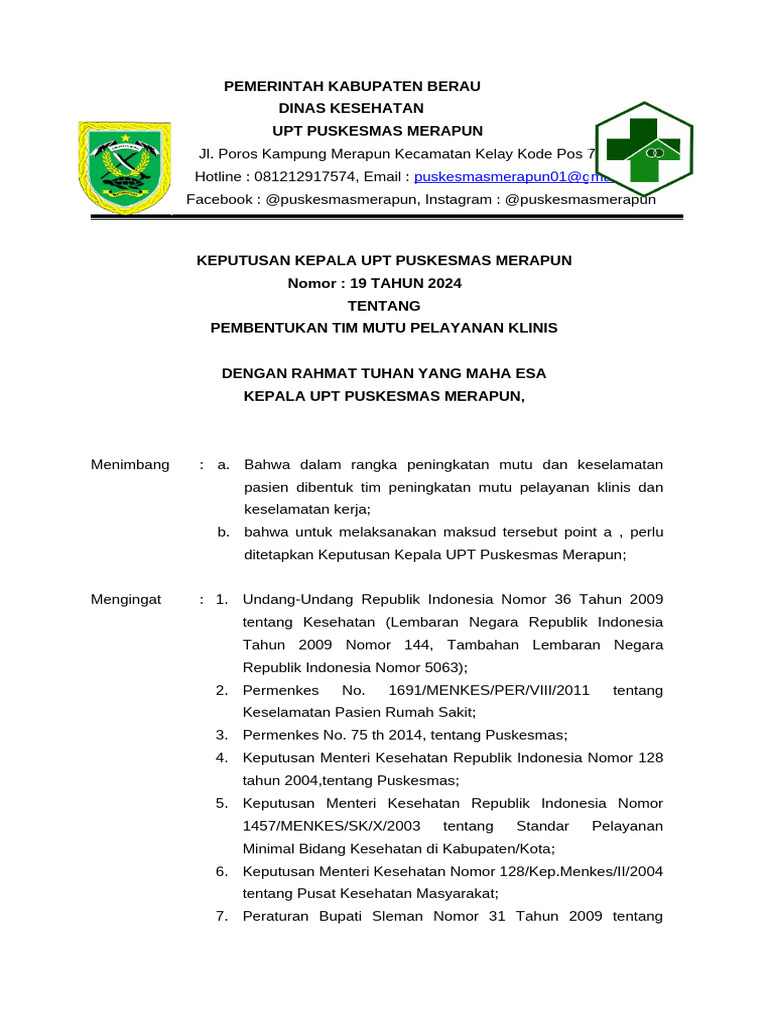 SK Tim Mutu Dan Uraian Tugas | PDF