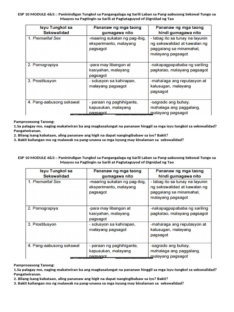 ESP 10 Sekswalidad | PDF