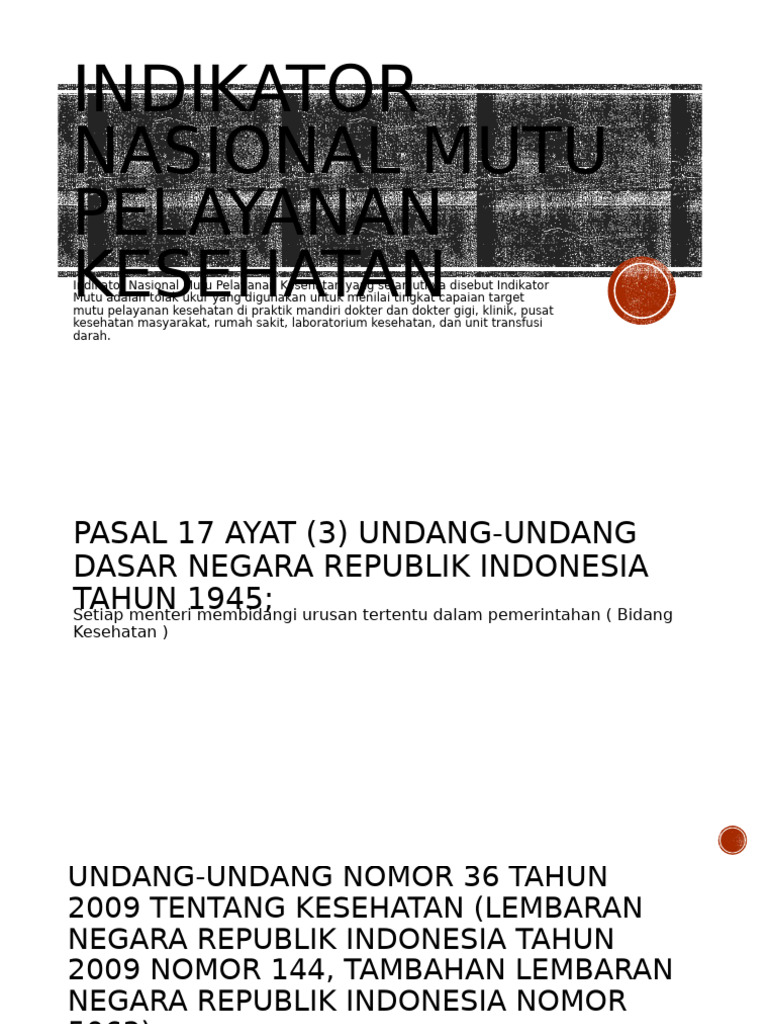 Indikator Nasional Mutu Pelayanan Kesehatan | PDF