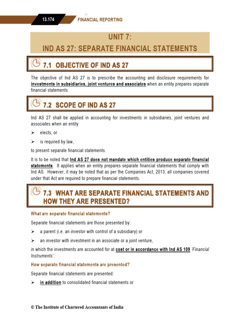 CH13.7 Ind As 27 "Separate Financial Statements" | PDF | Financial ...