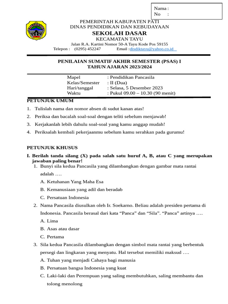 2.Ppkn.2 Soal Pp k.2 | PDF