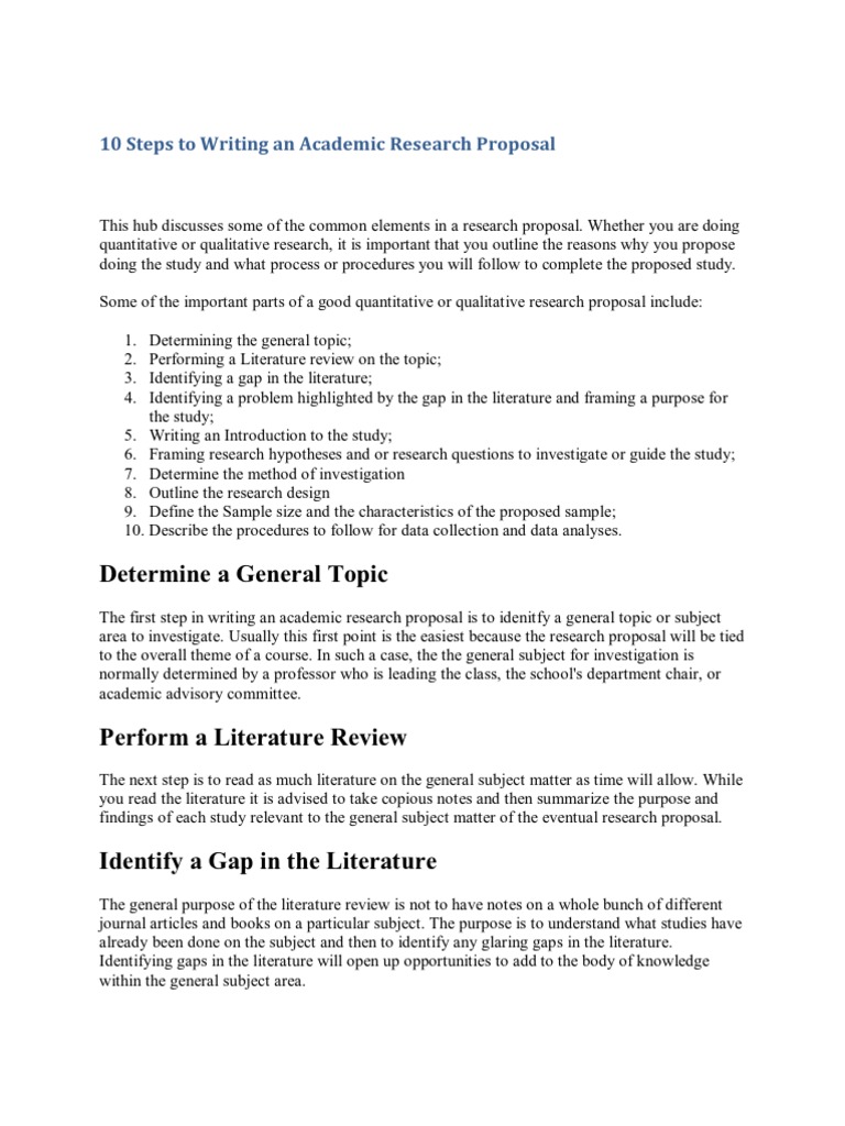 10 Steps To Writing An Academic Research Proposal | PDF | Research ...