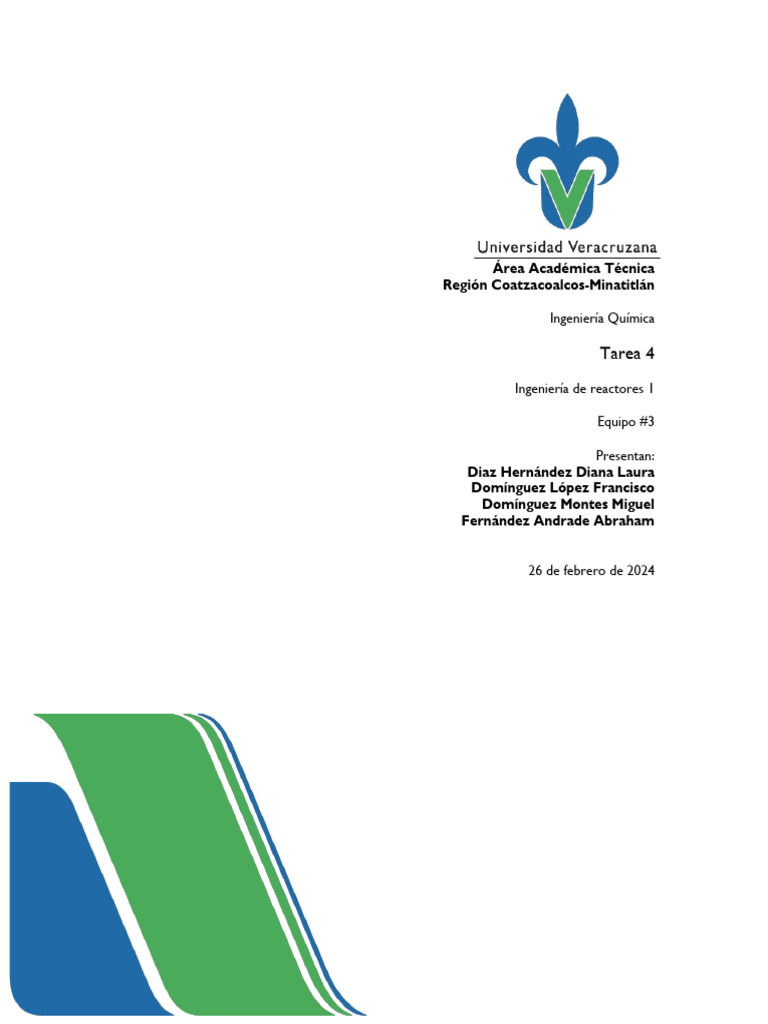 Ing - Reactores 1 Tarea4-Equipo3 | PDF