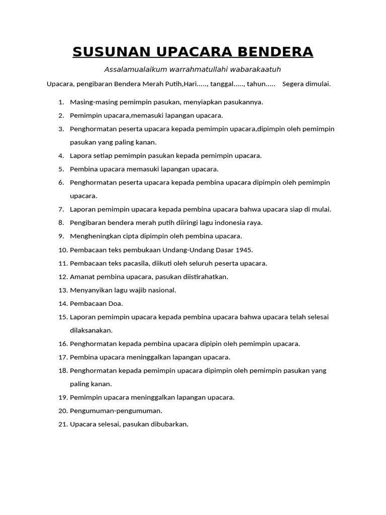 Susunan Upacara Bendera | PDF
