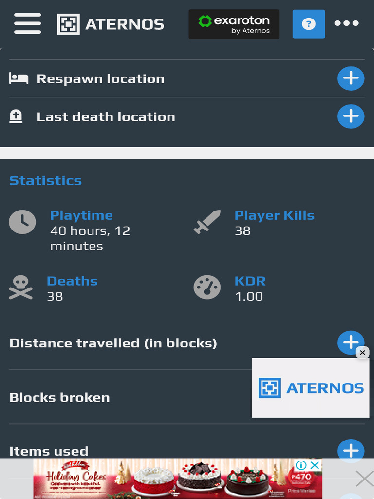 Aternos Player Statistics Overview | PDF