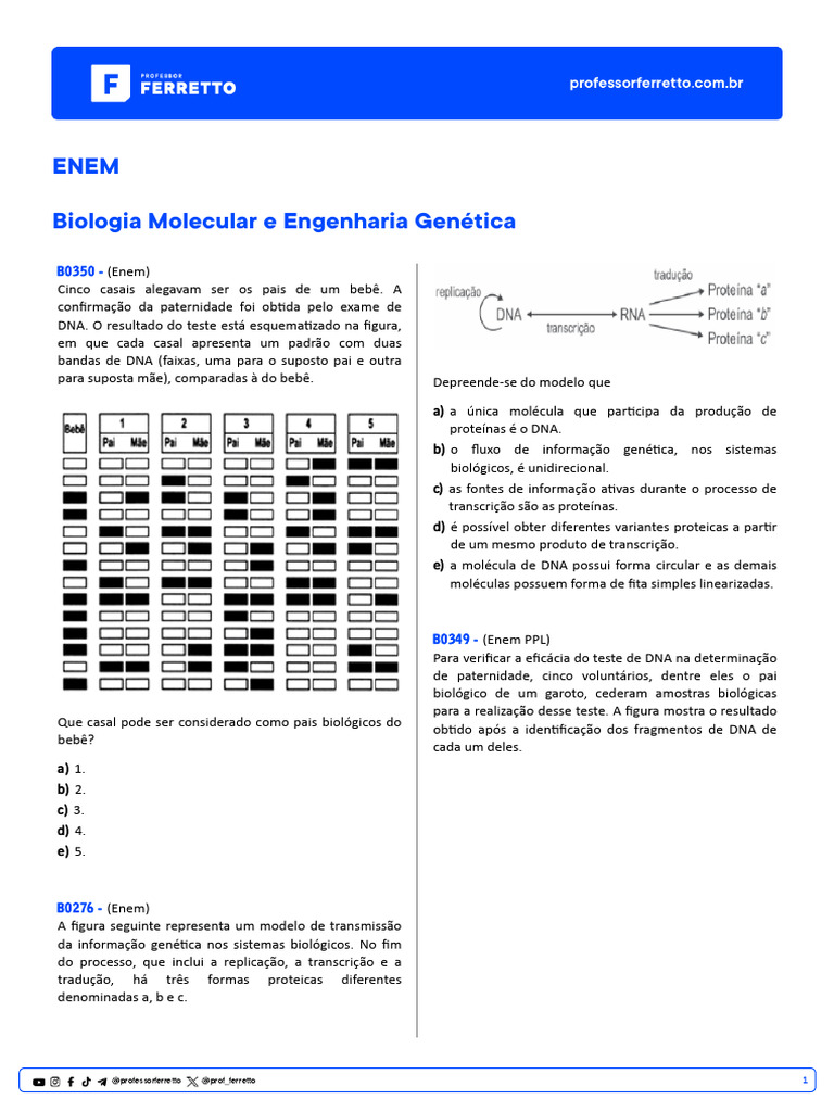 Estudo Biografia Biologia | PDF | Gene | DNA