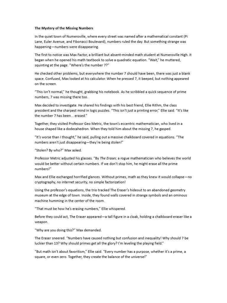 The Mystery of The Missing Numbers | PDF | Mathematics