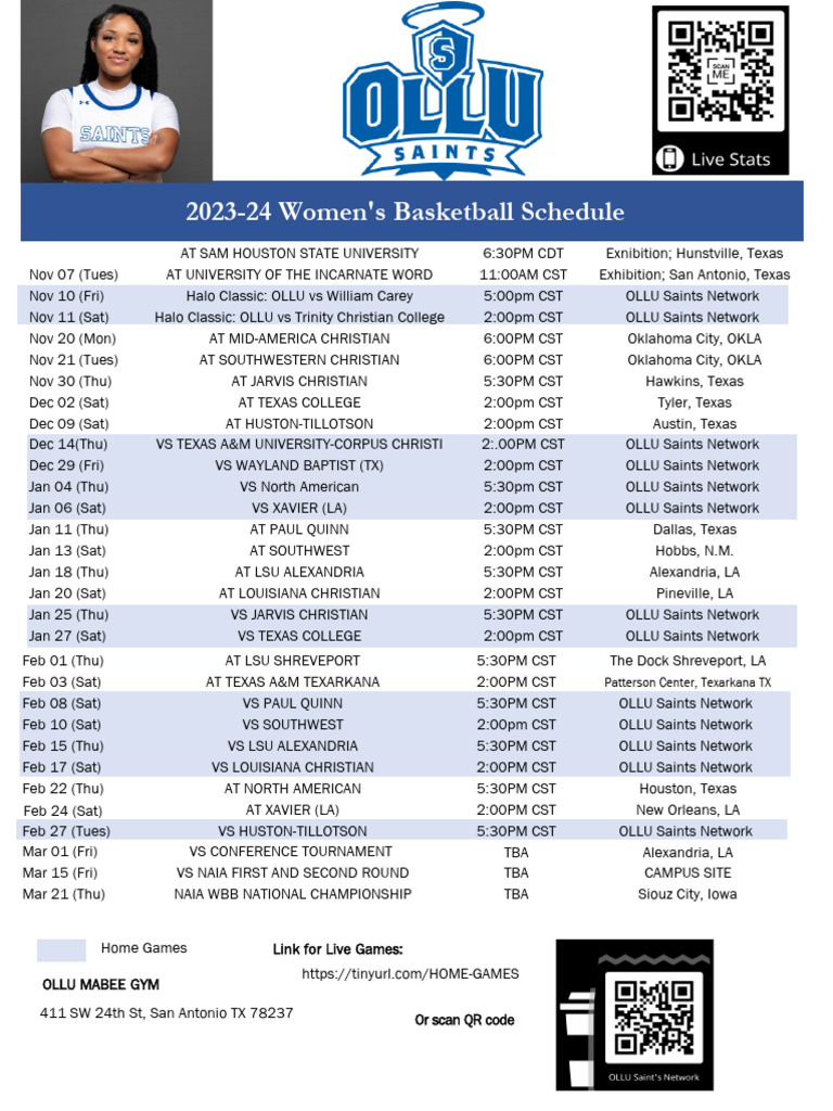 OLLU BBALL Schedule | PDF