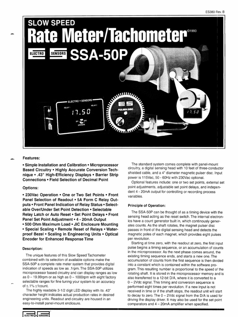 SSA-50P Slow Speed Ratemeter-Tachometer | PDF