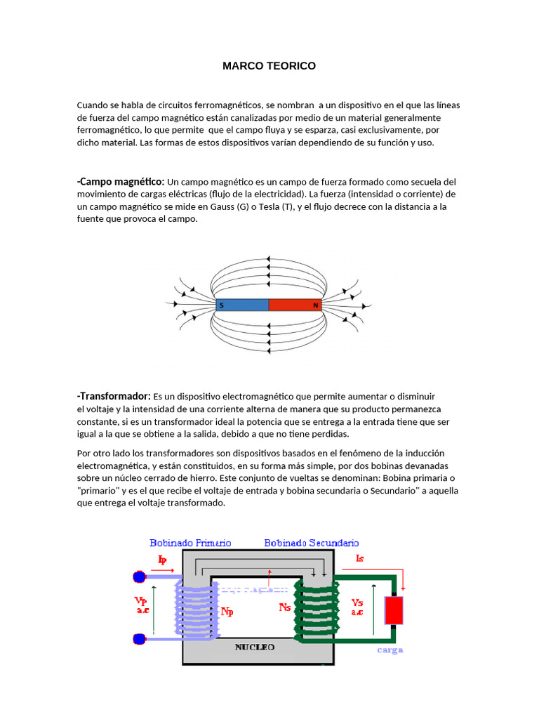 Marco Teorico, Preguntas 4y 5, Conclusion | PDF | Transformador | Inductor
