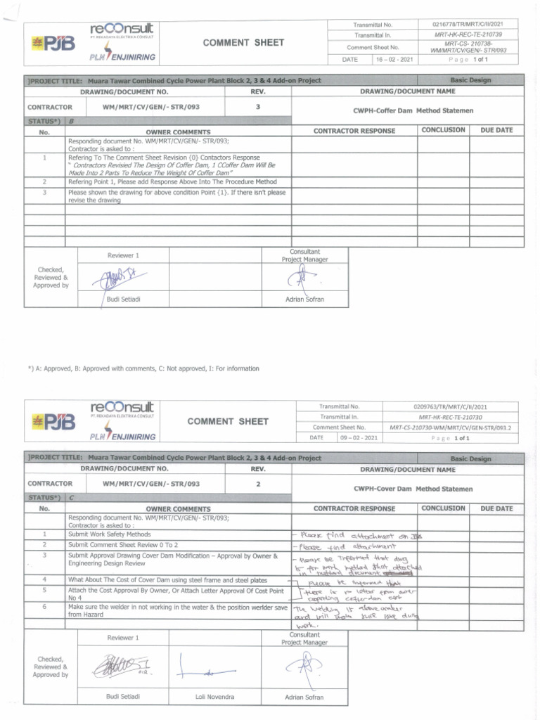 MTD-CV-093 CWPH Cofferdam Method Statement R3 B | PDF