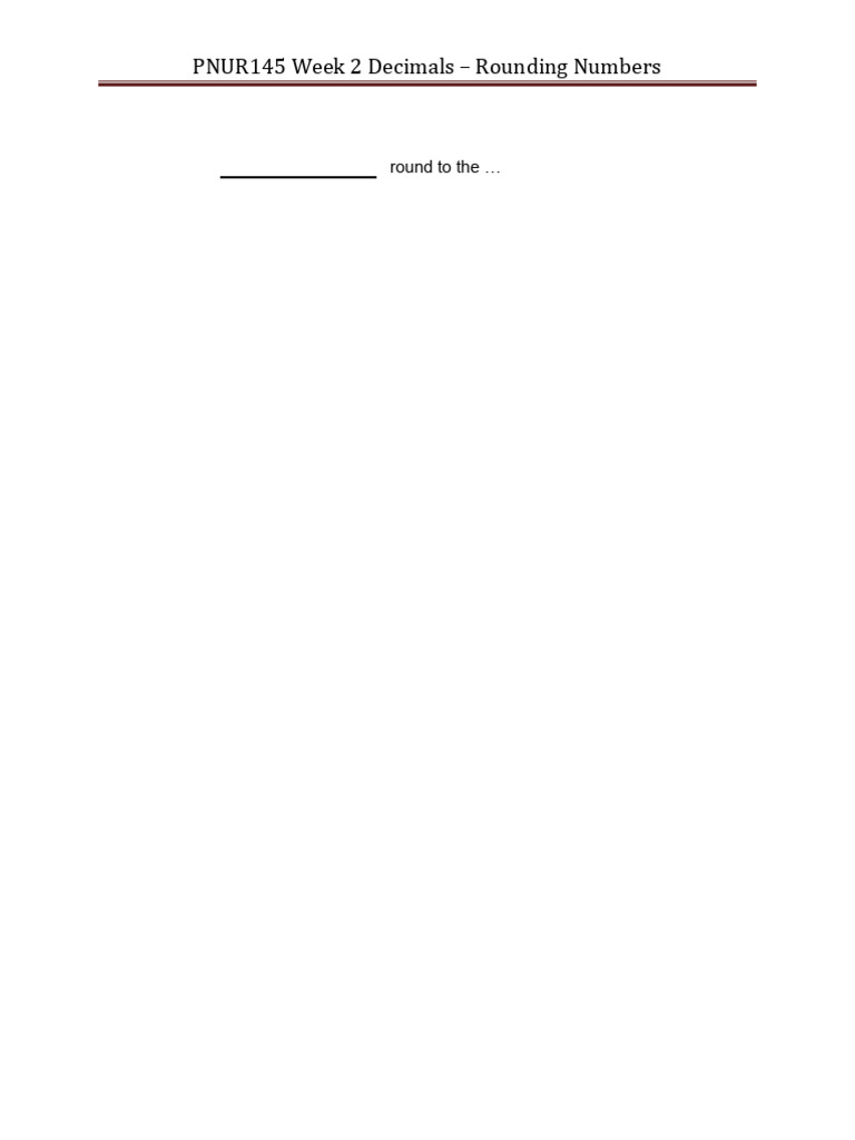 Week 2 Decimals - Rounding Numbers | PDF