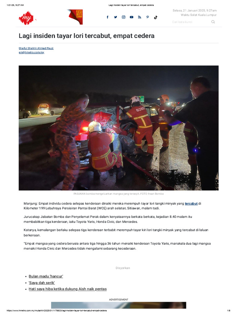 Lagi Insiden Tayar Lori Tercabut, Empat Cedera | PDF