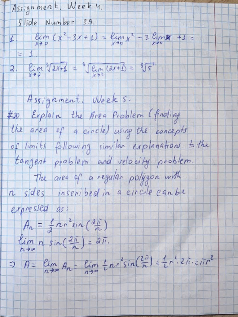 Calculus Assignment: Limits and Polygons | PDF