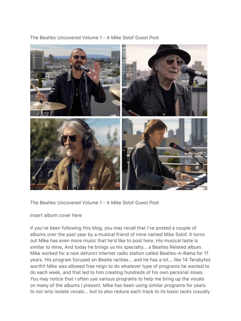 The Beatles Uncovered Volume 1 - A Mike Solof Guest Post | PDF | The ...
