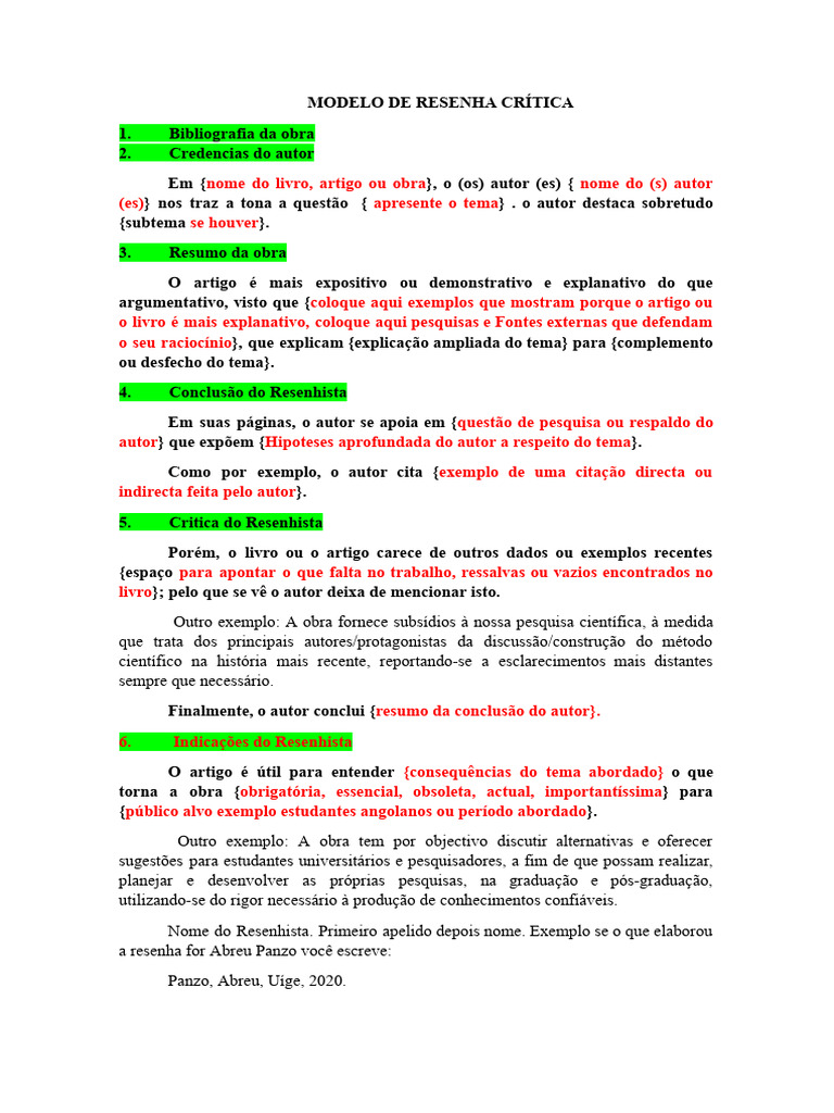 Modelo de Resenha Crítica ABNT | PDF | Citação | Abstract (resumo)