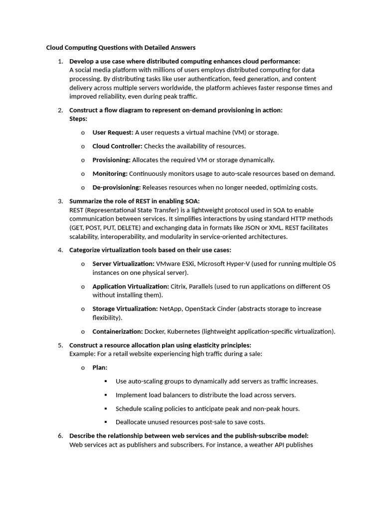 Cloud Computing Questions With Detailed Answers | PDF | Cloud Computing | Virtualization