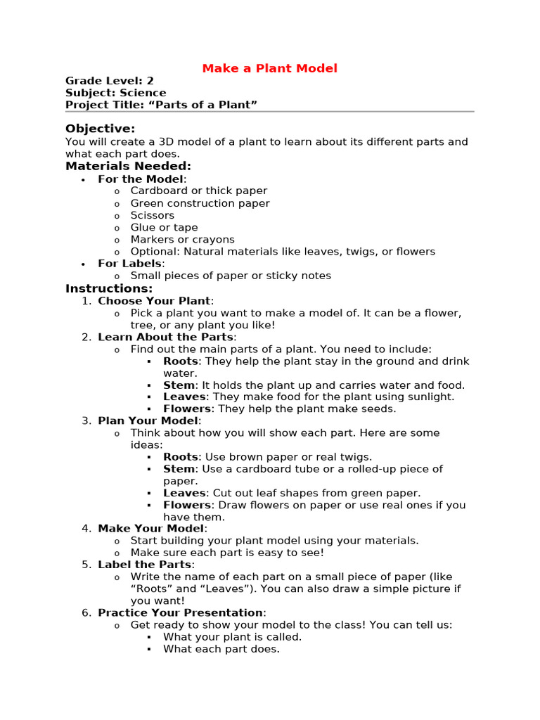 Make A Plant Model | PDF