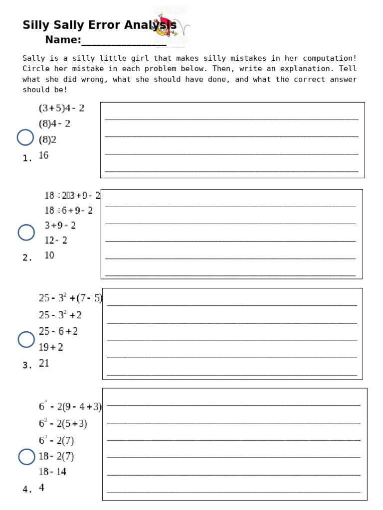 silly_sally_order_of_ops_error_analysis | PDF | Applied Mathematics