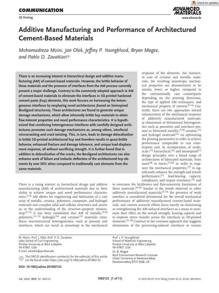 Moini Et Al., 2018. Additive Manufacturing and Performance of ...