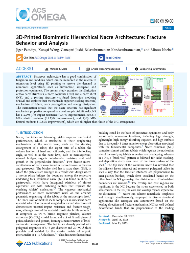 Patadiya Et Al 2023 3d Printed Biomimetic Hierarchical Nacre Architecture Fracture Behavior and ...