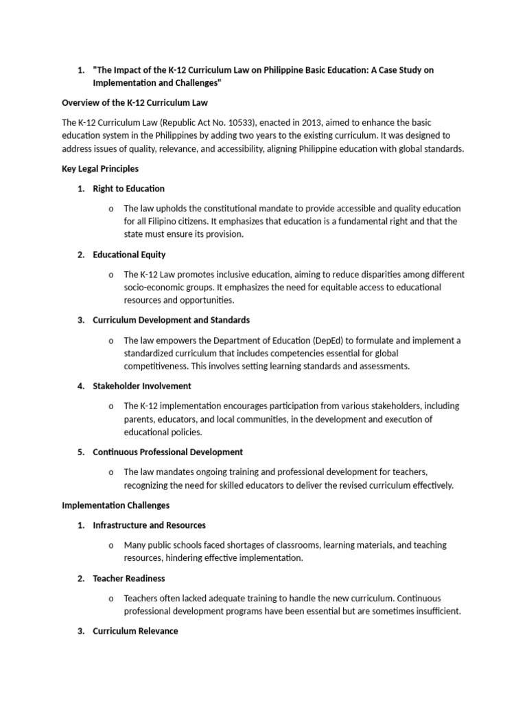 Case Studies in Educational Legislation REPORT FINAL | PDF | Curriculum