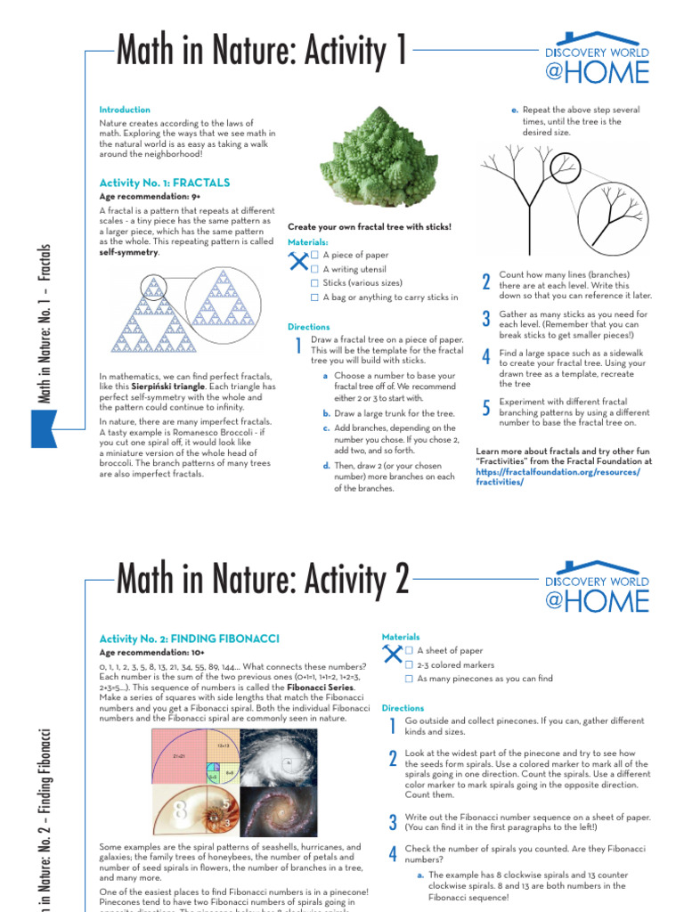 Math-In-Nature-Activities-1-3 | PDF | Pi | Pattern