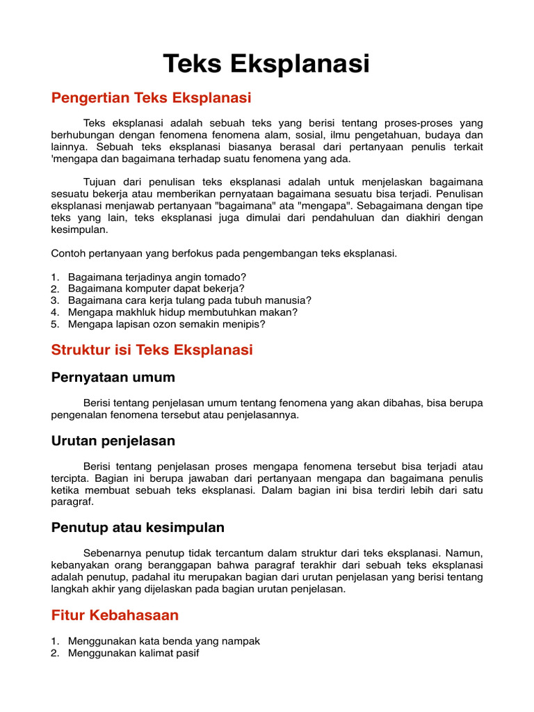 Materi Teks Eksplanasi | PDF