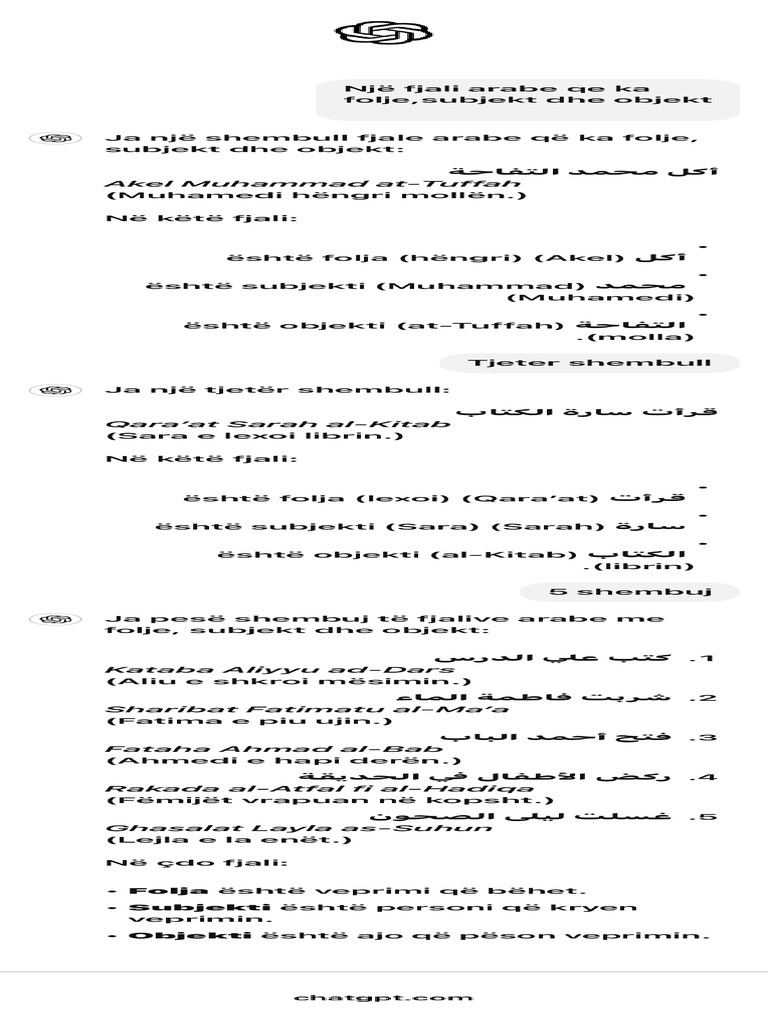 Fjalia Arabe Me Folje | PDF