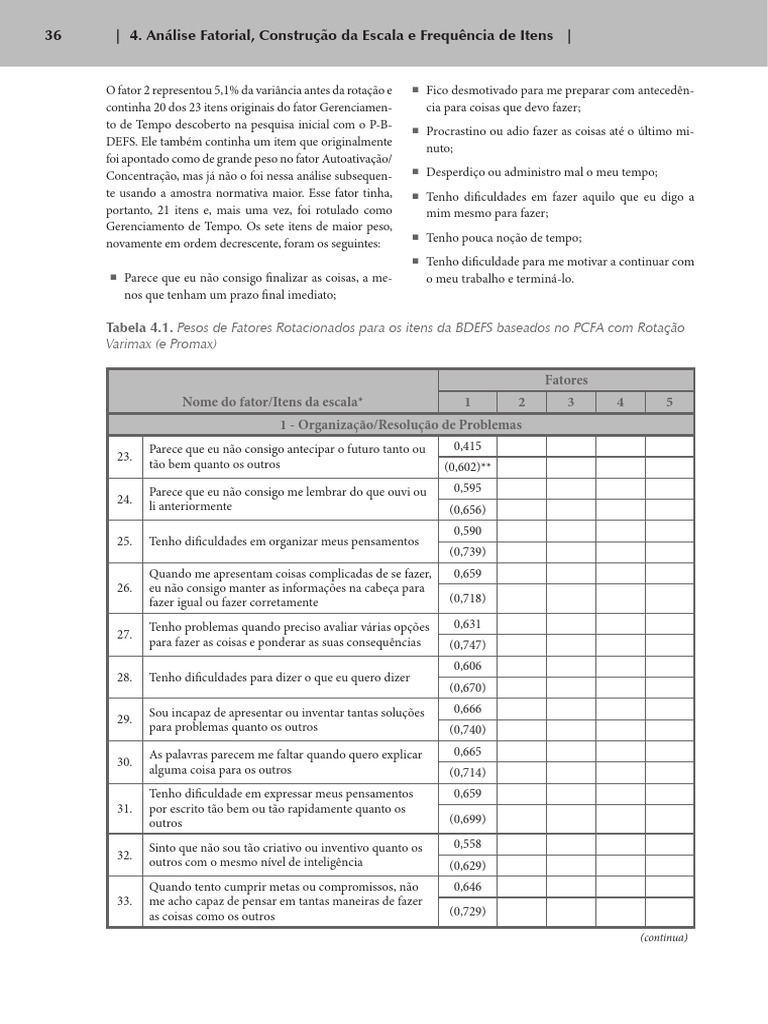 Escala Avaliação de Disfunções Executivas de Barkley (BDEFS) | PDF ...