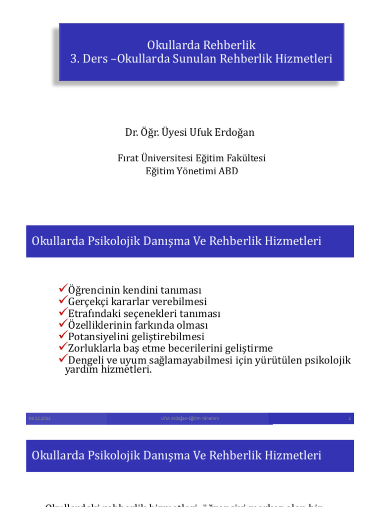 Hafta Sunumu Okullarda Rehberlik | PDF