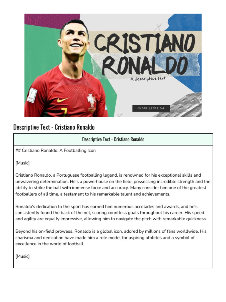 Descriptive Text - Cristiano Ronaldo - by Diffit (Printable) | PDF