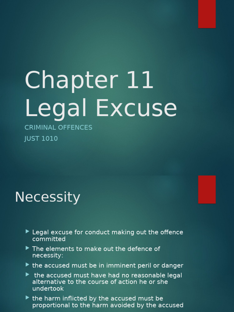Week 11 - Chapter 11 Legal Excuse | PDF | Perjury | Misconduct