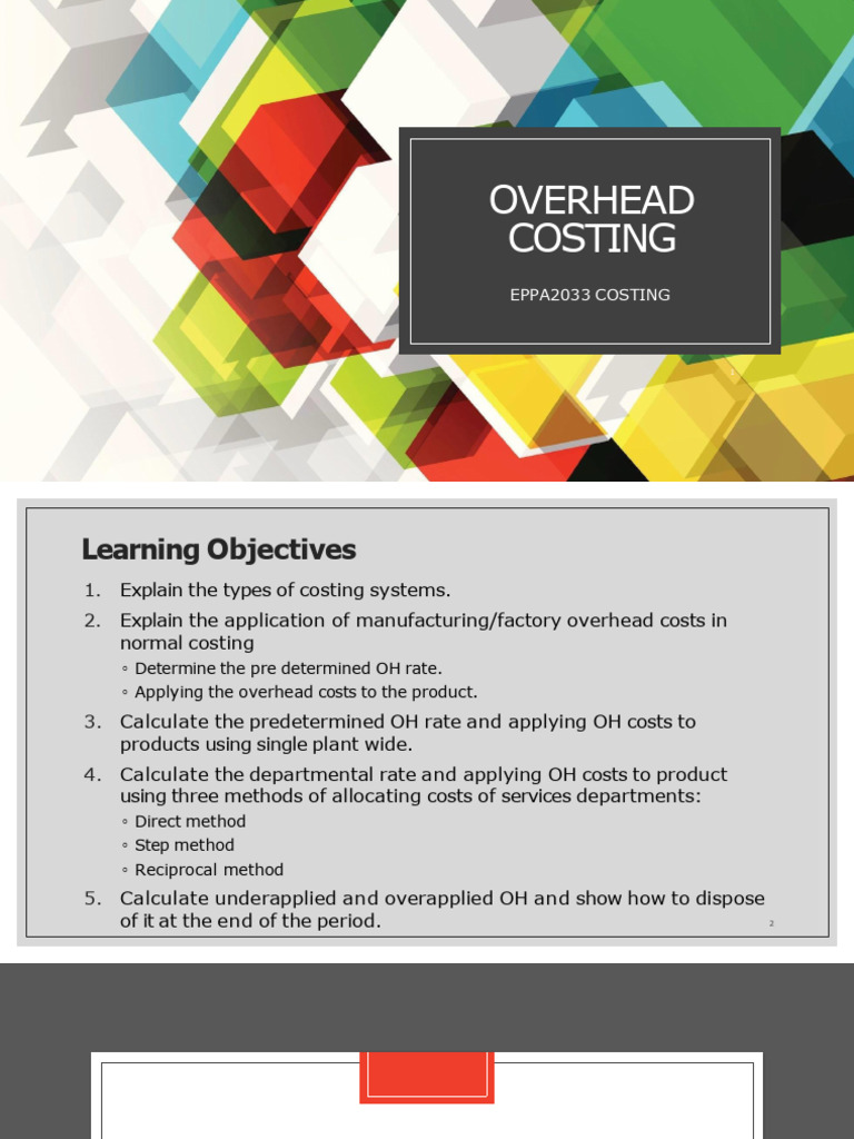 Overhead Costing EPPA2033 | PDF | Depreciation | Business