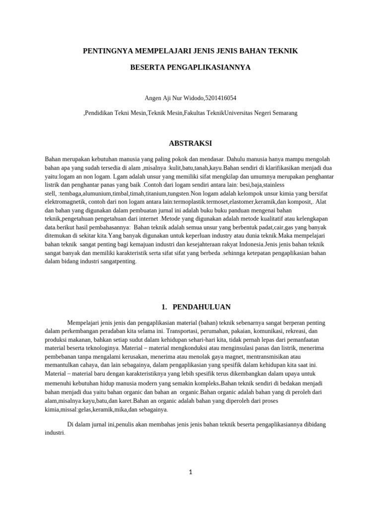 PENTINGNYA MEMPELAJARI JENIS JENIS BAHAN TEKNIK 2222 - Copy | PDF