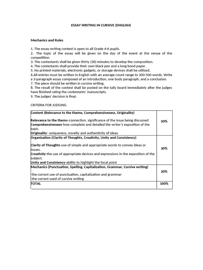 Essay in Cursive Writing | PDF | Essays | Linguistics