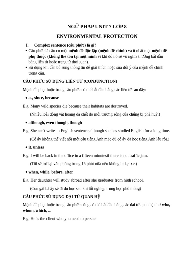 Ngữ Pháp U7 L8 | PDF