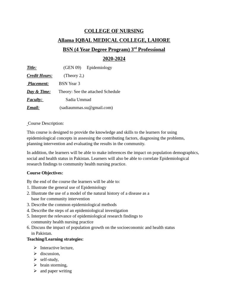 Epidemiology Course Overview for BSN Students | PDF | Epidemiology ...