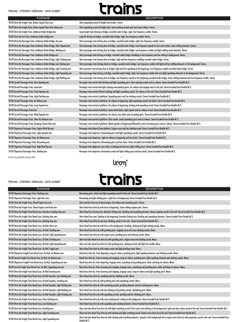 00 Trains Stereo Metadata | PDF | Train | Engines