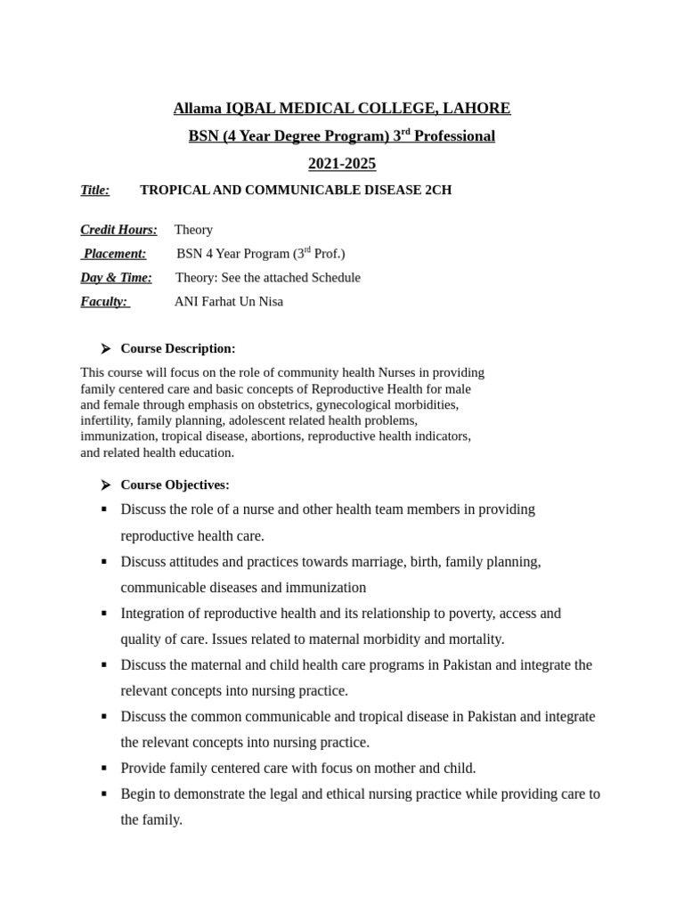 CHN Outline 2024 | PDF | Family Planning | Nursing