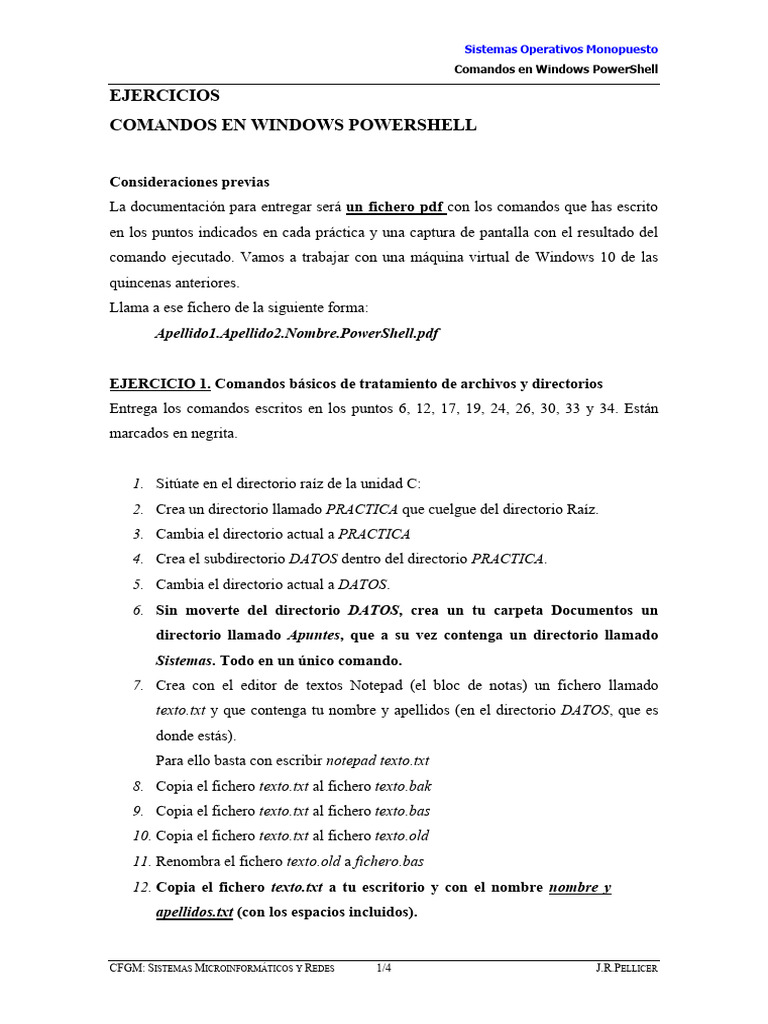 Ejercicios Comandos en Windows Powershell: Apellido1.Apellido2.Nombre - Powershell PDF | PDF ...