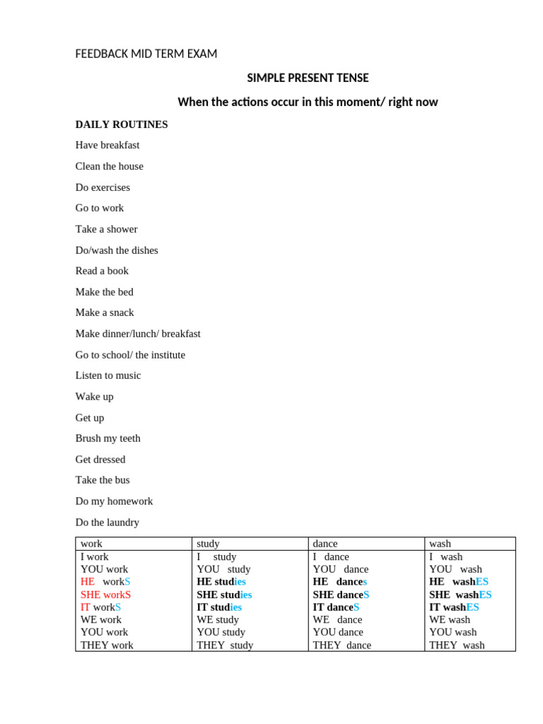 Simple Present Tense Material | PDF | Verb | Linguistic Morphology