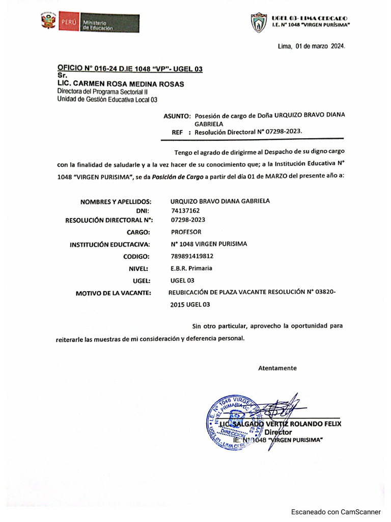 Oficio N° 016 | PDF