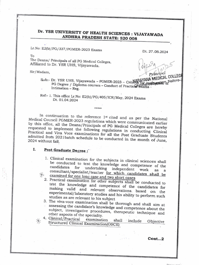 New Regulations for PG Exam Circular | PDF