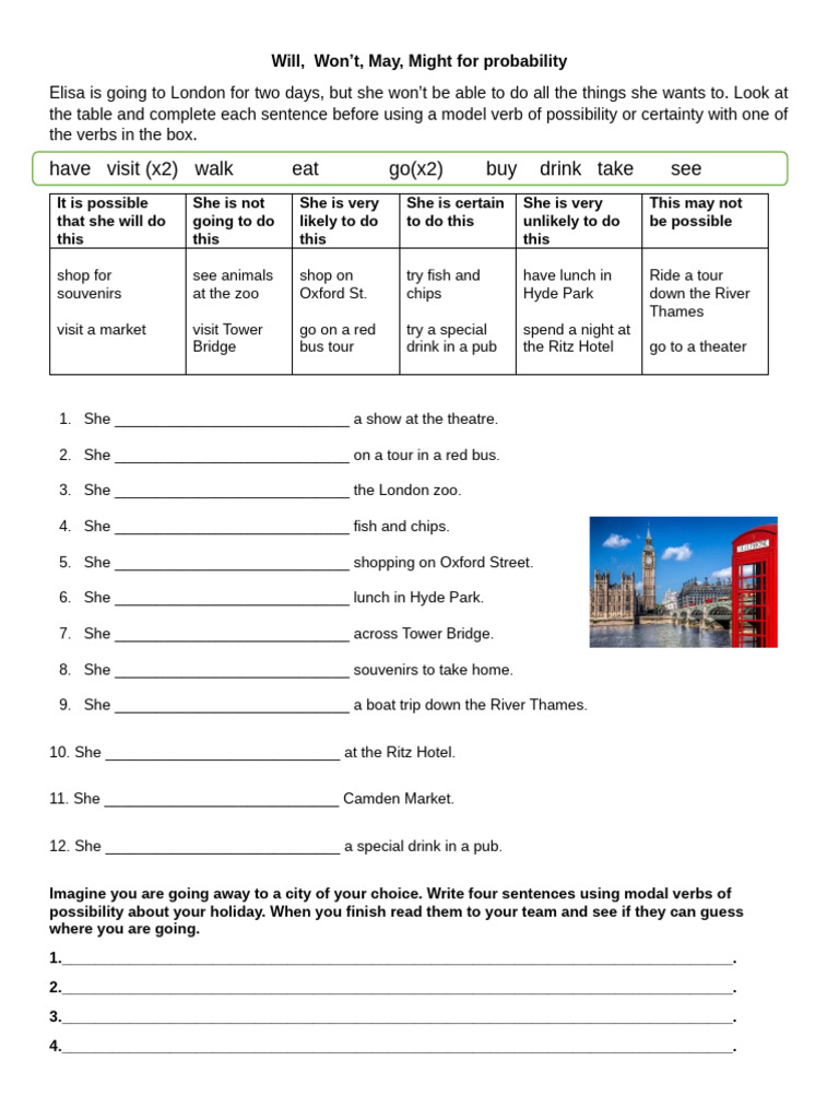 Modal Verbs Probability Will, May, Might | PDF