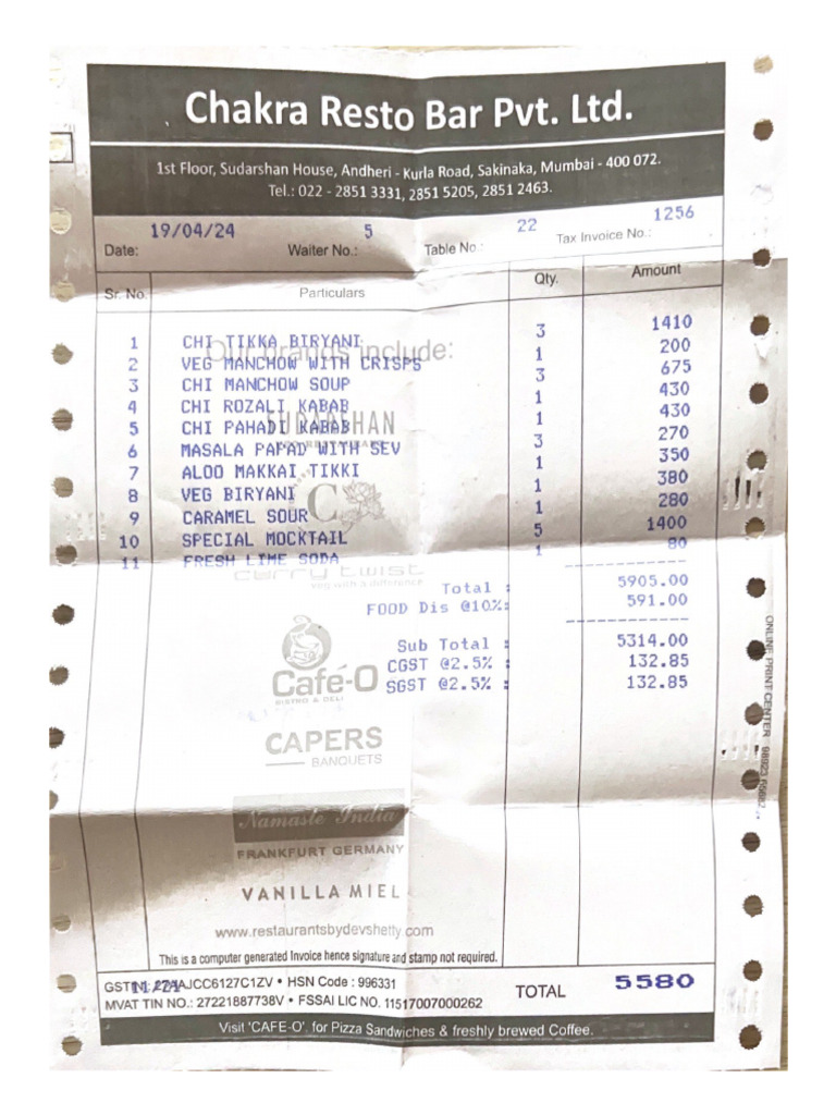 Chakra Resto Bar Pvt. Ltd. | PDF