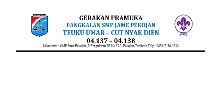 KOP SURAT UNTUK AMPLOP Pramuka | PDF