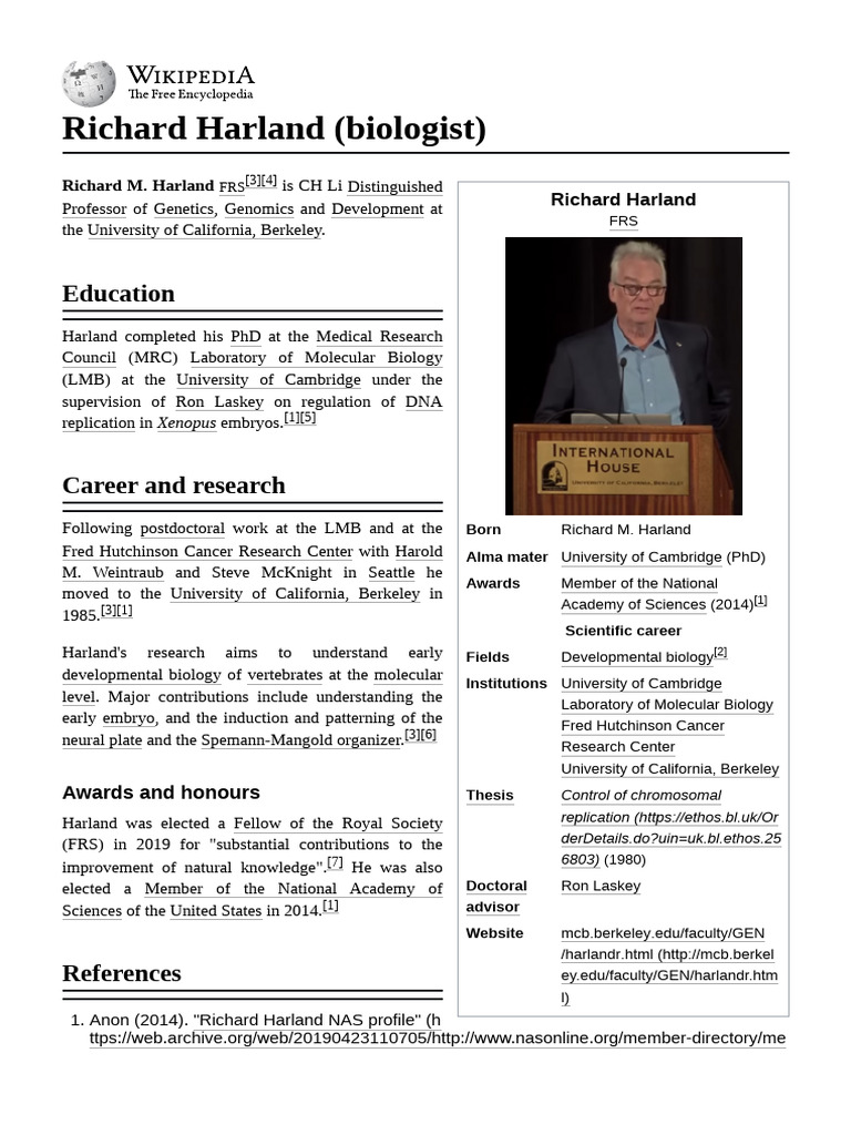 Richard Harland (Biologist) | PDF | Biotechnology | Molecular Biology
