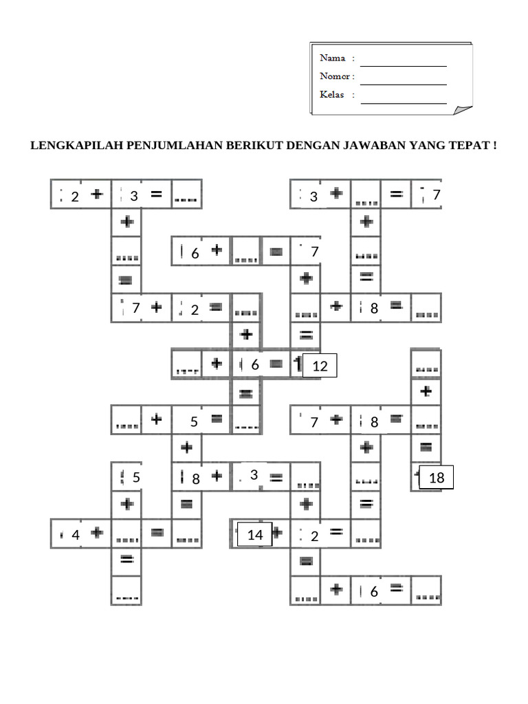 LKPD 1 - Teka Teki Silang Penjumlahan | PDF